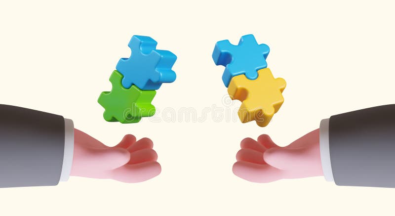 Two Realistic Hands Make 3D Puzzle. Team Work Stock Vector - Illustration of group, vector ...