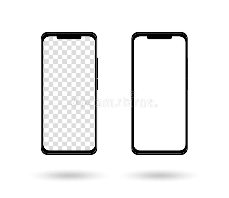 Two Realistic Smartphone Mockups. Cellphone Frame with Transparent and ...