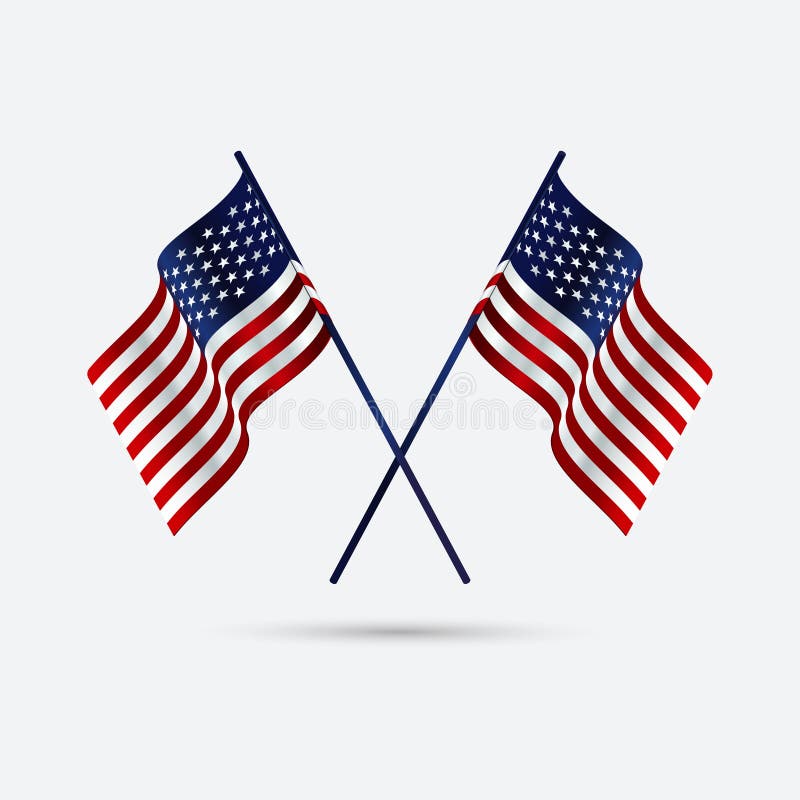Two Realistic USA Flags Crossed Together - Vector Stock Vector ...