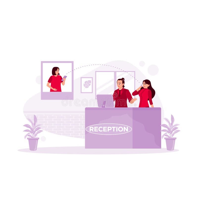 Two Receptionists Desk Work Stock Illustrations – 16 Two Receptionists ...
