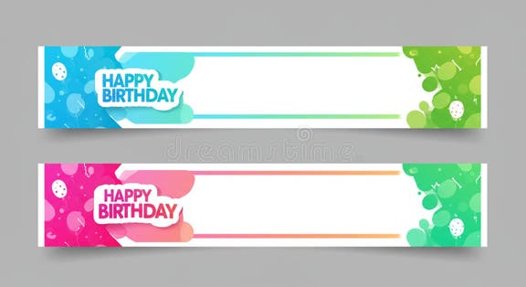 Two Rectangular Birthday Banners, One Blue and Green, the Other Pink ...