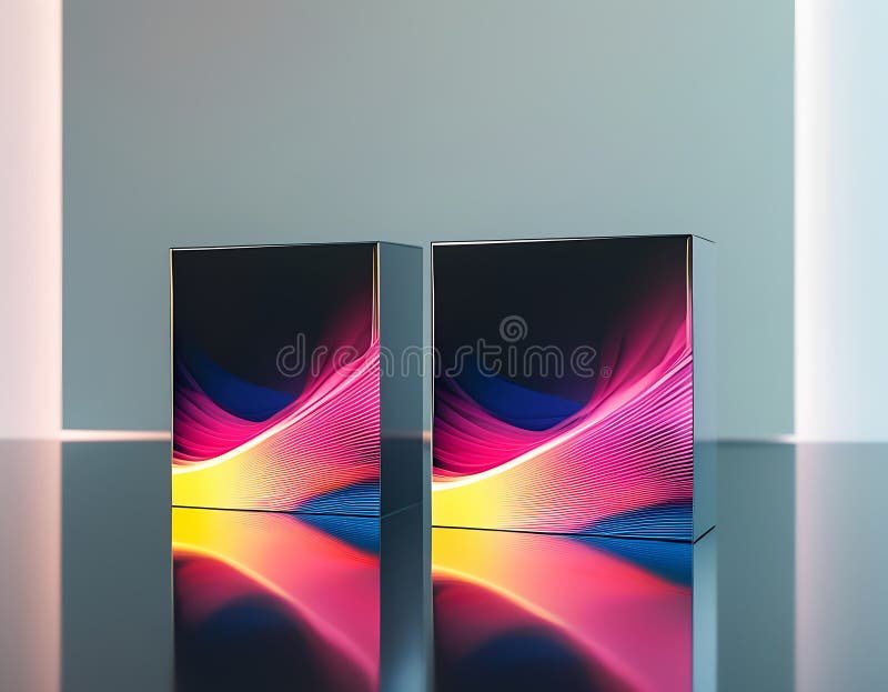 Two Boxes with a Colorful Wave Design Stock Illustration - Illustration ...