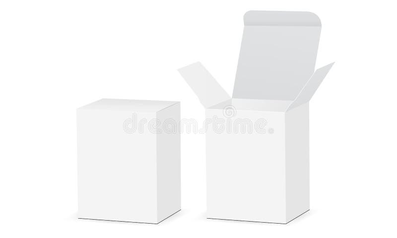 Two Rectangular Boxes Mockups with Open and Closed Lid Stock Vector ...