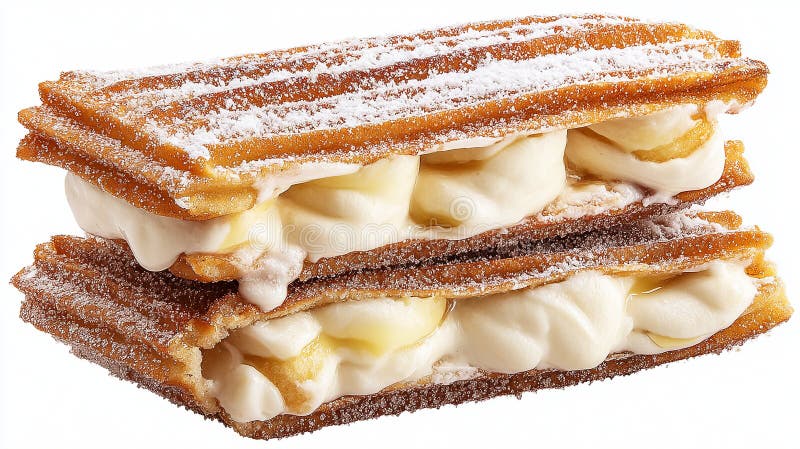 Two Rectangular Churro Pastries are Stacked with a Sweet, Creamy ...