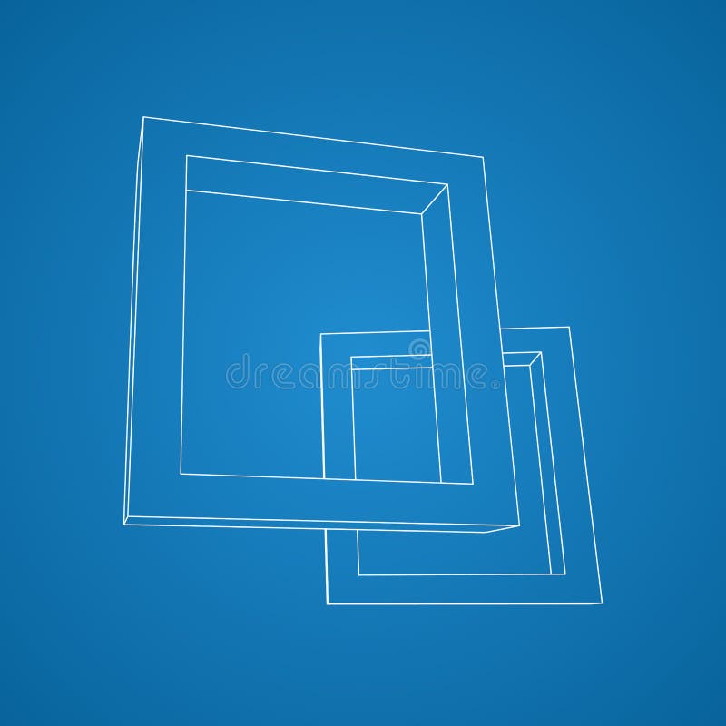 Two Rectangular 3D Frames Blueprint Stock Vector - Illustration of ...