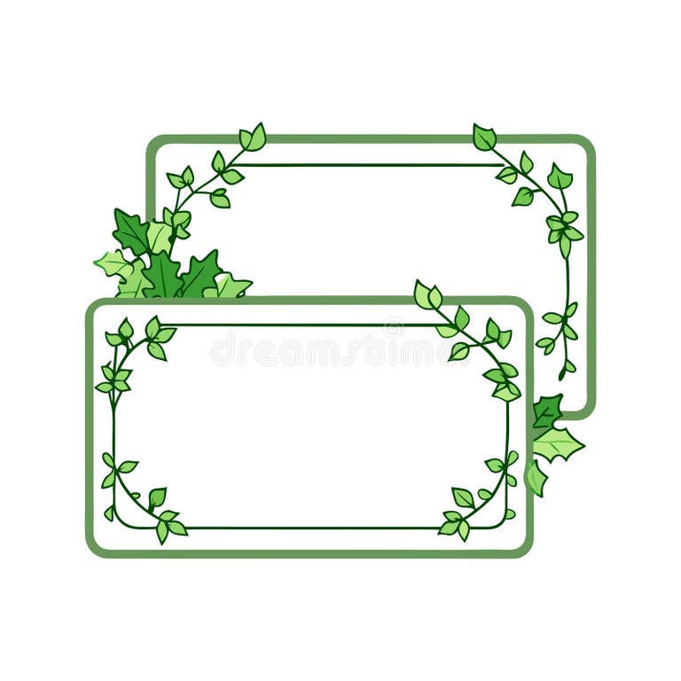 Two Green Rectangular Frames with Vines and Leaves for Decorative Design Stock Vector ...