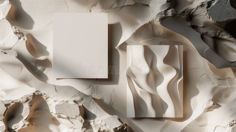 Two Rectangular Papers Mockup on Textured Rugged Surface, Ai Generated ...