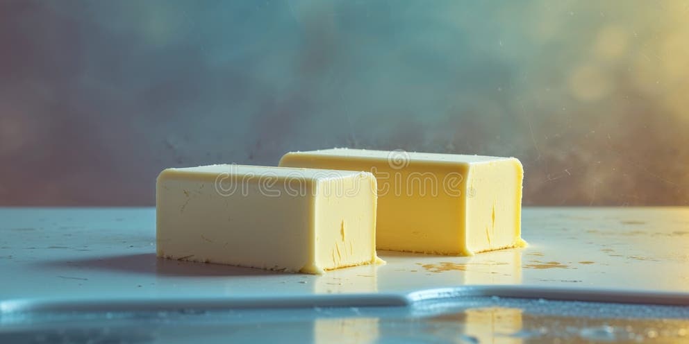 Two Rectangular Portions of Butter Presented on a Surface Stock Photo ...