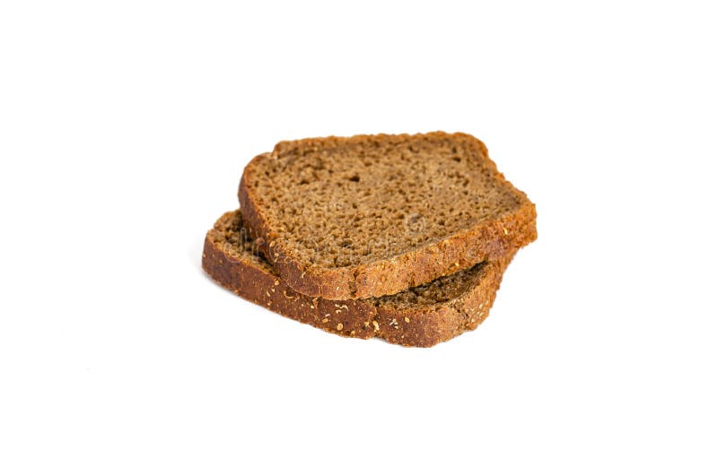 Two Rectangular Slices of Rye Bread on a White Background Stock Image ...