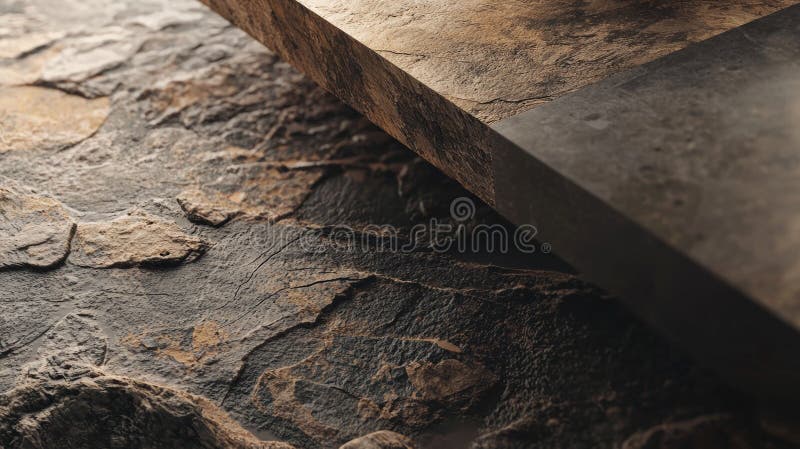 Two Rectangular Stone Slabs are Casting a Shadow on a Rough Textured ...