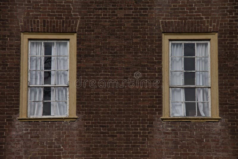 Two Rectangular Windows on Red Brick Wall. Stock Photo - Image of ...