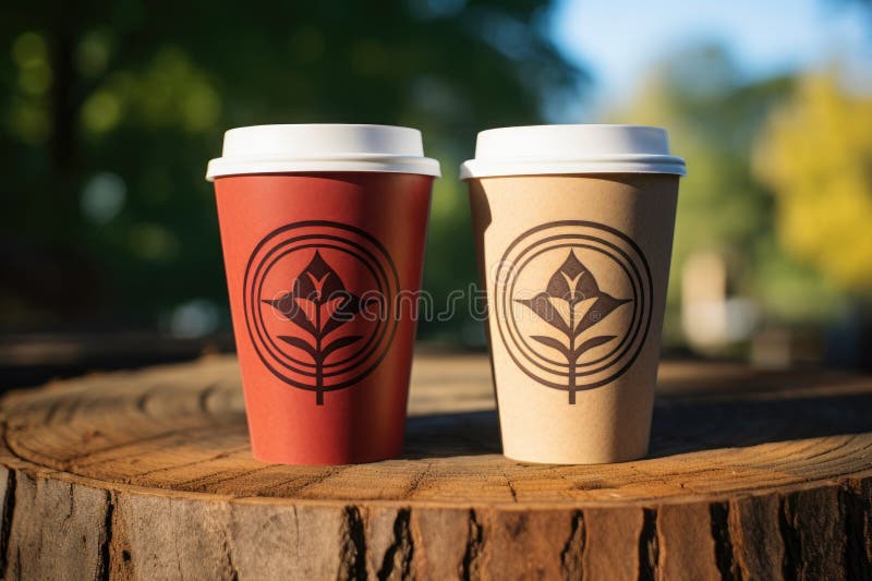 Two Recyclable Coffee Cups with the Same Logo Stock Photo - Image of ...