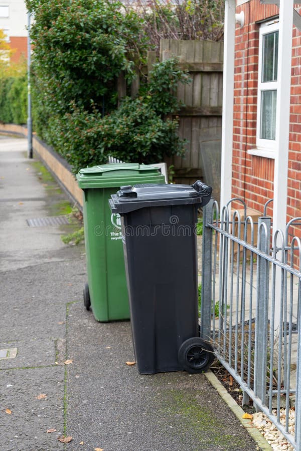 Two Recycling Bins Outside a Home Ready for Collection Stock Photo ...
