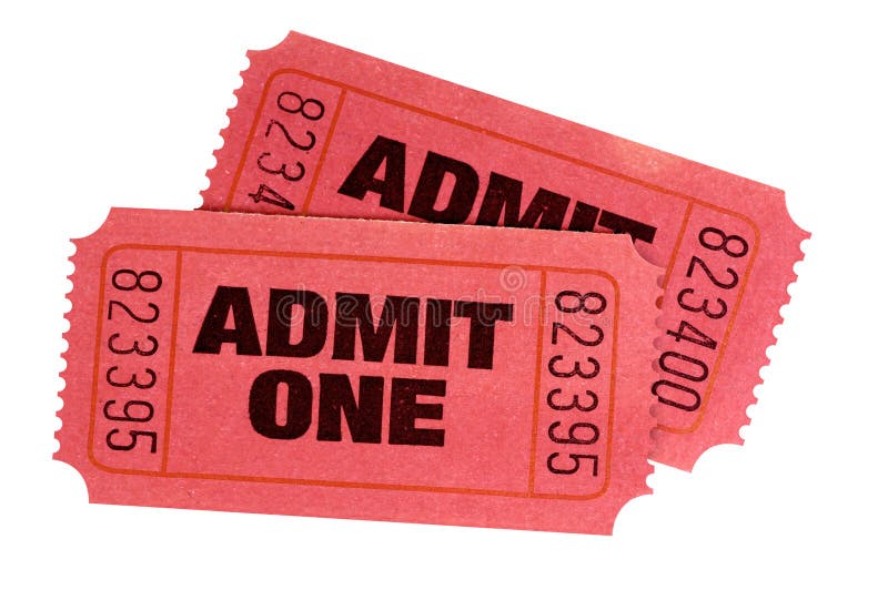 Admit One Movie Tickets on Red Drapes Stock Image - Image of permission ...