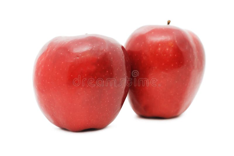 Two Red Apples Isolated on White Background Stock Photo - Image of drop ...
