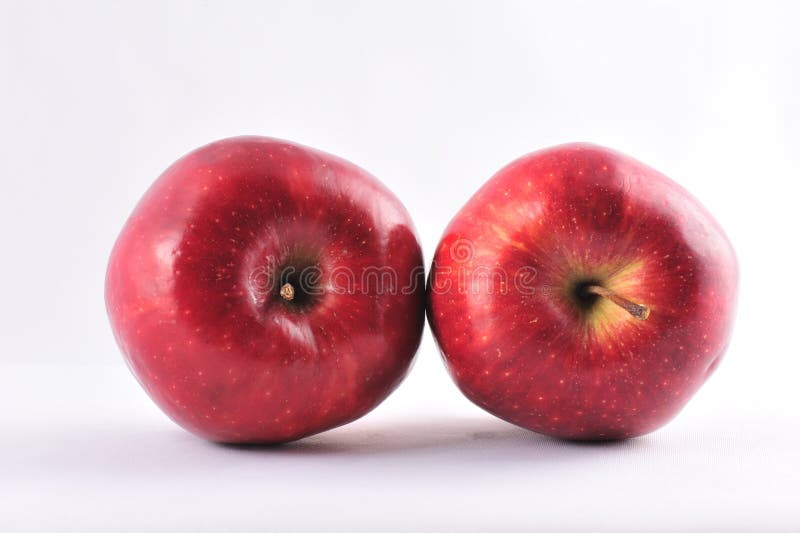 Two Red Apples Isolated on White. Top View Stock Image - Image of ...