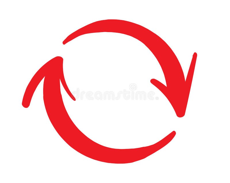 Two Red Arrows in a Circle, Hand Drawn - Symbol for Closed Loop ...