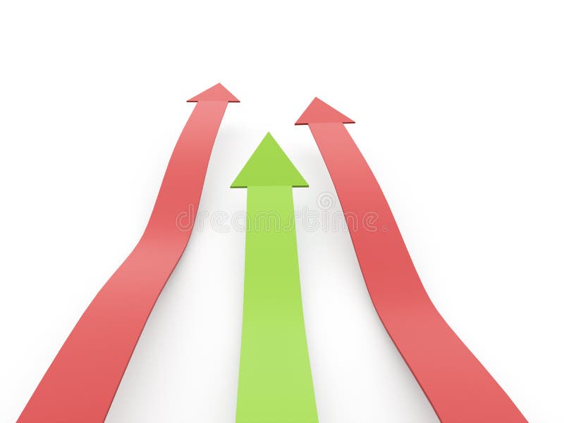 Two Red Arrows One is Green, Concept Stock Illustration - Illustration ...