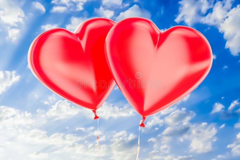 Balloons in the Shape of Hearts with Map of Earth, 3D Rendering Stock ...