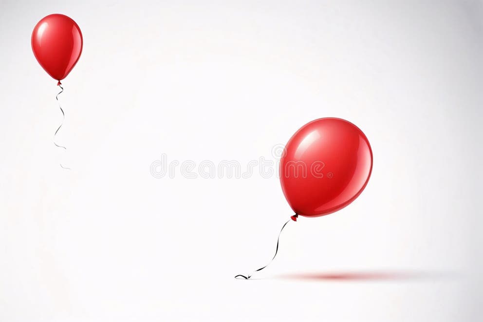 Two Red Balloons with Strings on a White Background Stock Illustration ...