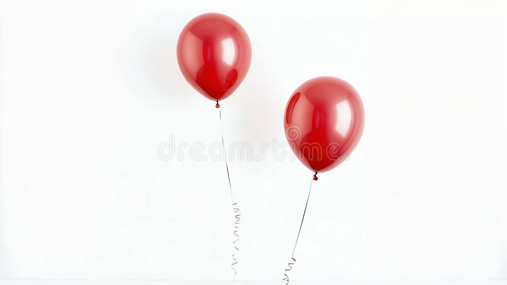 Two Red Balloons on White Background Stock Illustration - Illustration ...
