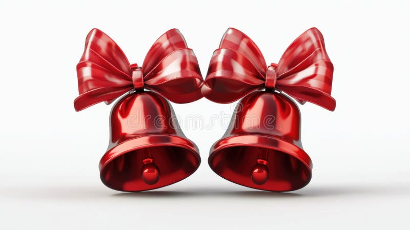 Two Red Bells with Bows on Them Stock Illustration - Illustration of ...