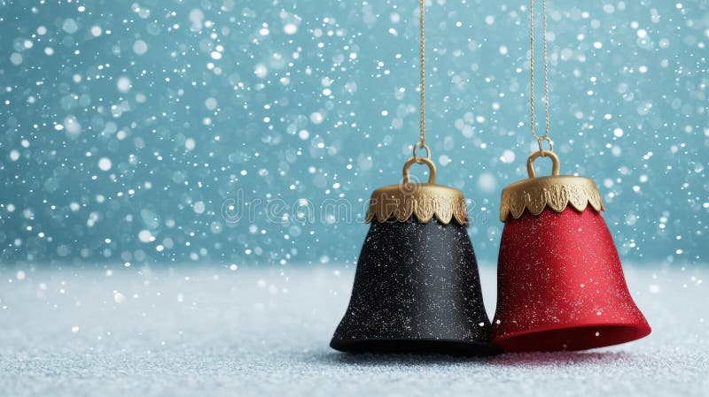 Two Red and Black Bells Hanging from a String Stock Illustration ...