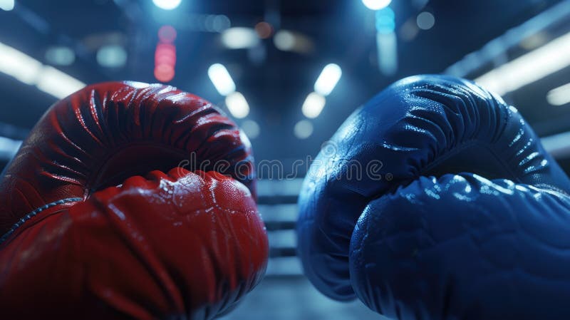Two Red and Blue Boxing Gloves Sitting Side by Side Stock Image - Image ...