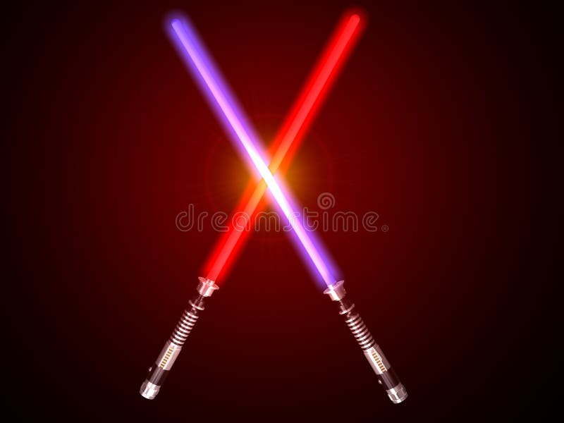 Two Red and Blue 3d Light Future Swords Fight Stock Illustration ...