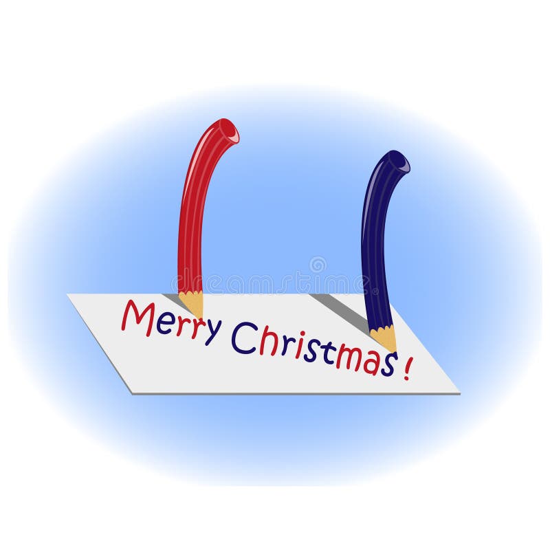 Two Red and Blue Pencil Writing on Paper Stock Vector - Illustration of ...