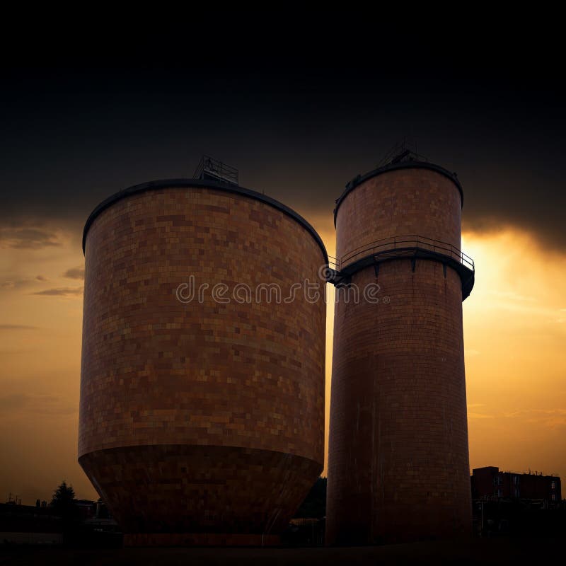 Red Brick Towers Under Foreboding Sky Stock Photo - Image of protection ...