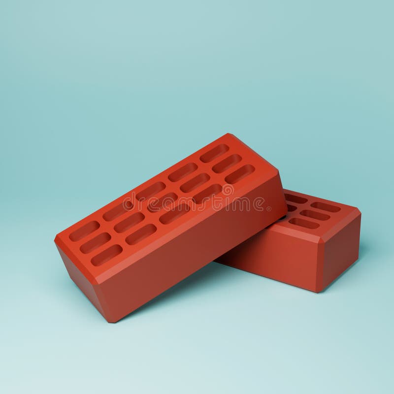Two Red Bricks with Holes. 3d Illustration Stock Illustration ...