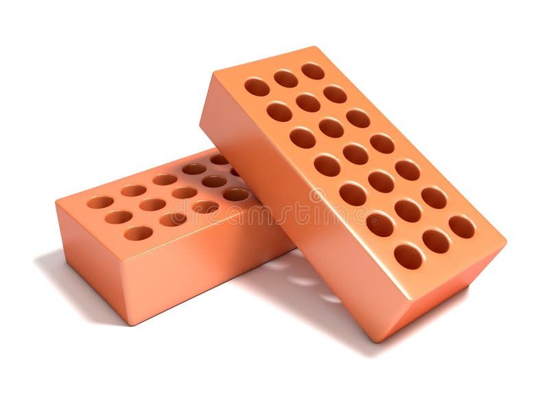 Two Red Bricks with Round Holes Stock Illustration - Illustration of ...