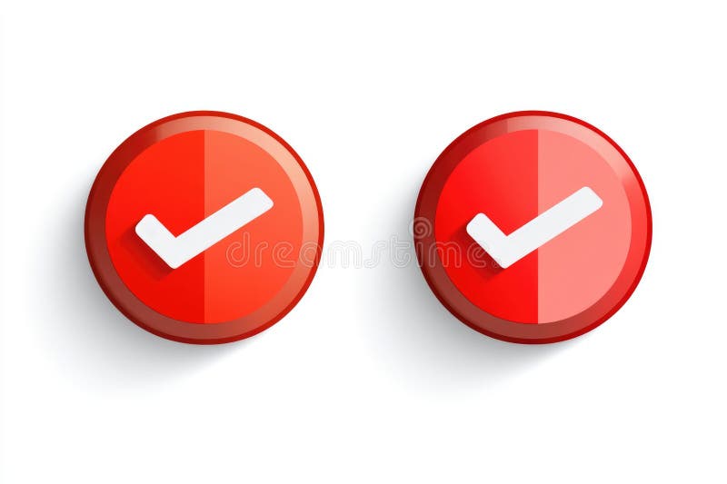 Two Red Buttons with White Check Marks Stock Image - Image of decision ...
