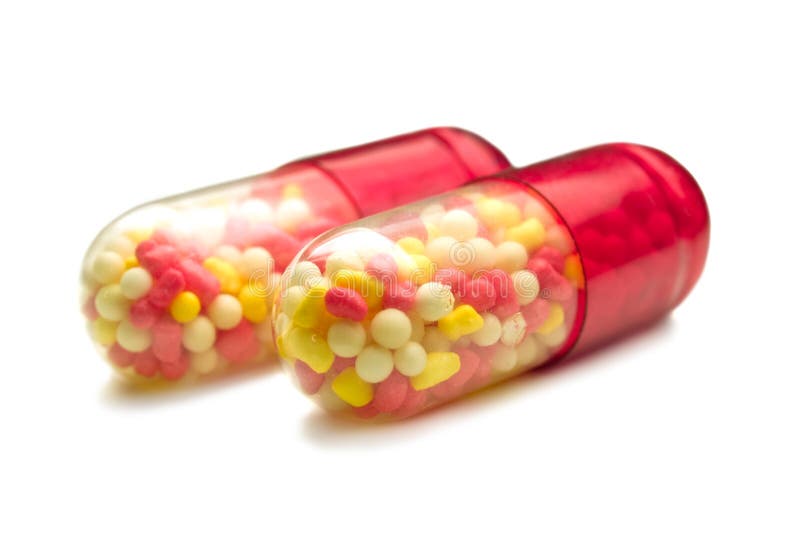 Two red capsules stock image. Image of antibiotic, prescription - 4030473