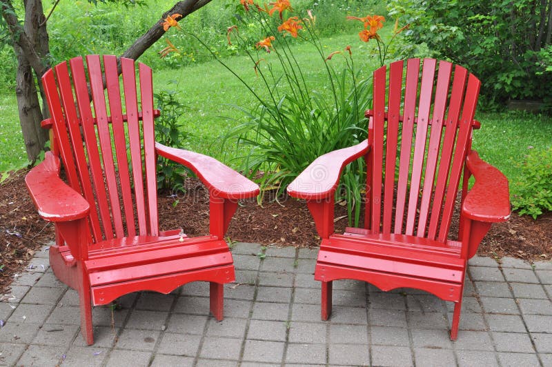 Two red chairs stock photo. Image of tree, rest, chair - 15893526