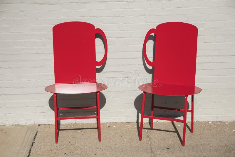 Two red chairs outside stock image. Image of style, brick - 203261283