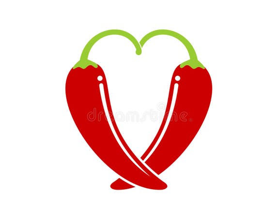 Two Red Chilli Forming a Love Shape Stock Illustration - Illustration ...