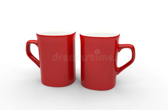 Two Red Coffee Mugs stock illustration. Illustration of dishware - 59005333