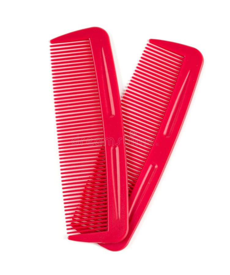 Two Red Combs for Hair on White Stock Photo - Image of included, help ...