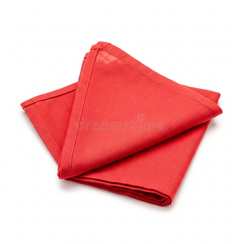 Two Red Cotton Napkins are Folded on a White Background Stock ...
