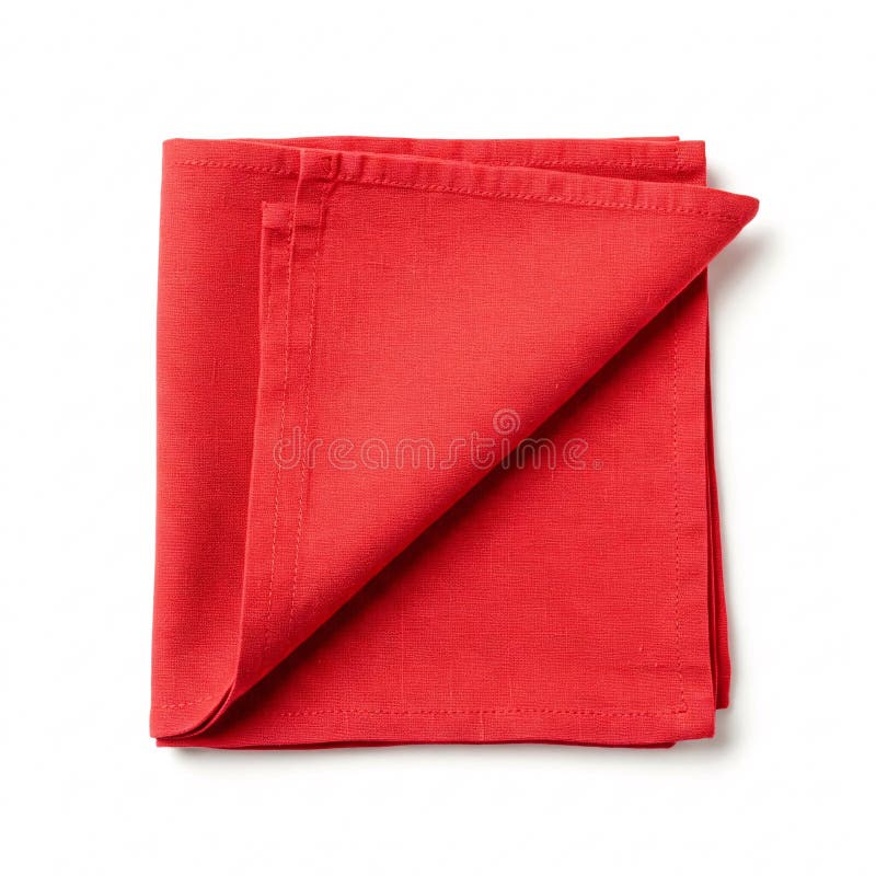 Two Red Cotton Napkins are Folded on a White Background Stock ...