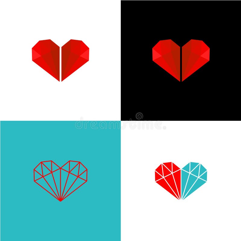 Two diamonds heart logo stock vector. Illustration of heart - 103068213