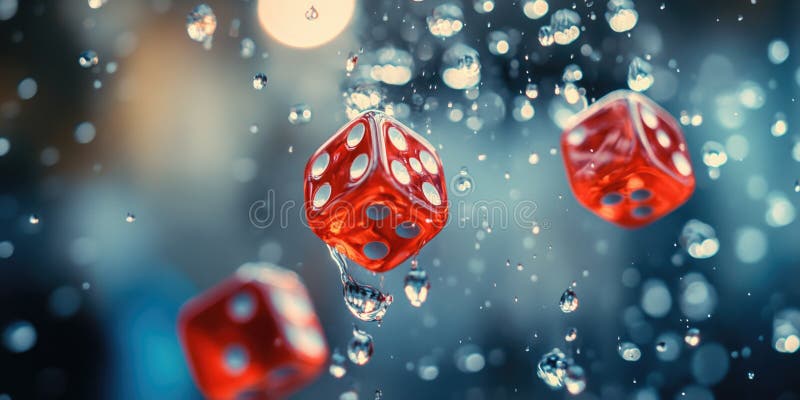 Red Dice Afloat stock photo. Image of spheres, particles - 373025876
