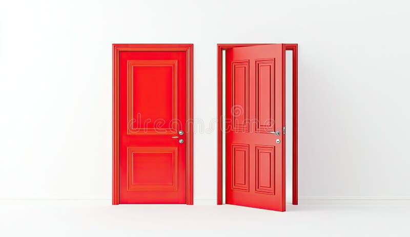Red Doors: Open and Closed stock illustration. Illustration of pathway ...
