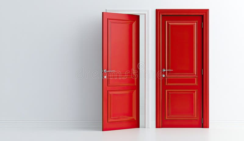 Red Doors: Open and Closed stock image. Image of access - 387976167