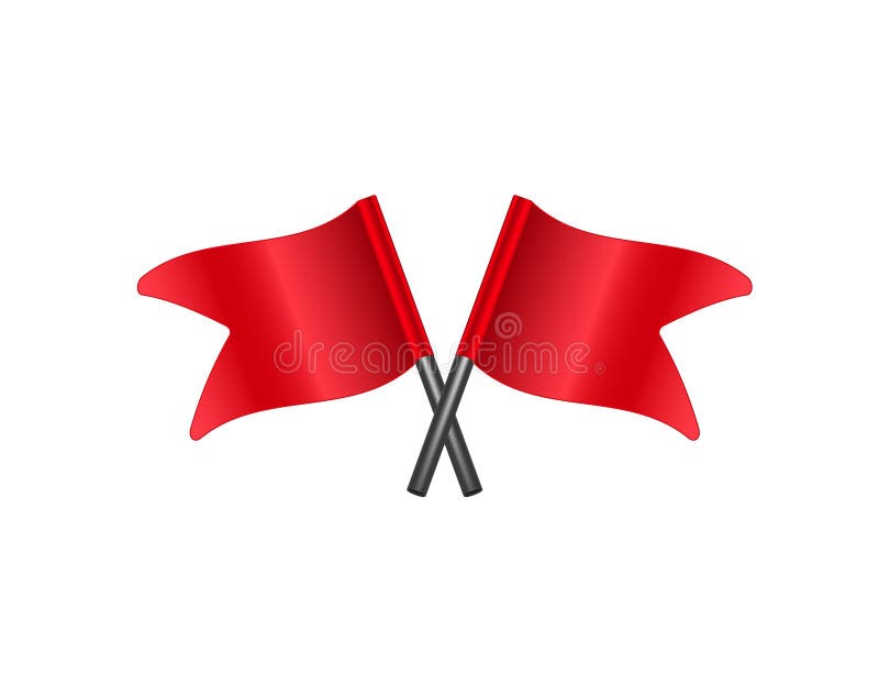Two Red Flags Crossed Together Symbol on White Stock Vector ...