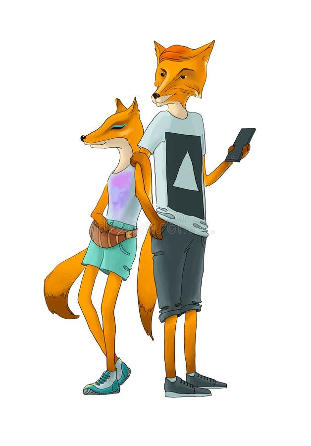 Two red foxes stock illustration. Illustration of partner - 76210329
