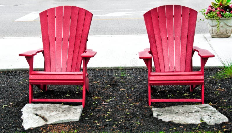 Two red garden chair stock image. Image of scene, environmental - 40887433
