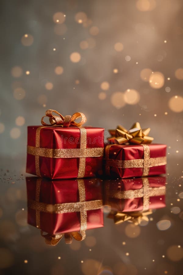 Two Red Gift Boxes Sitting on Top of a Table. Suitable for Holiday and ...